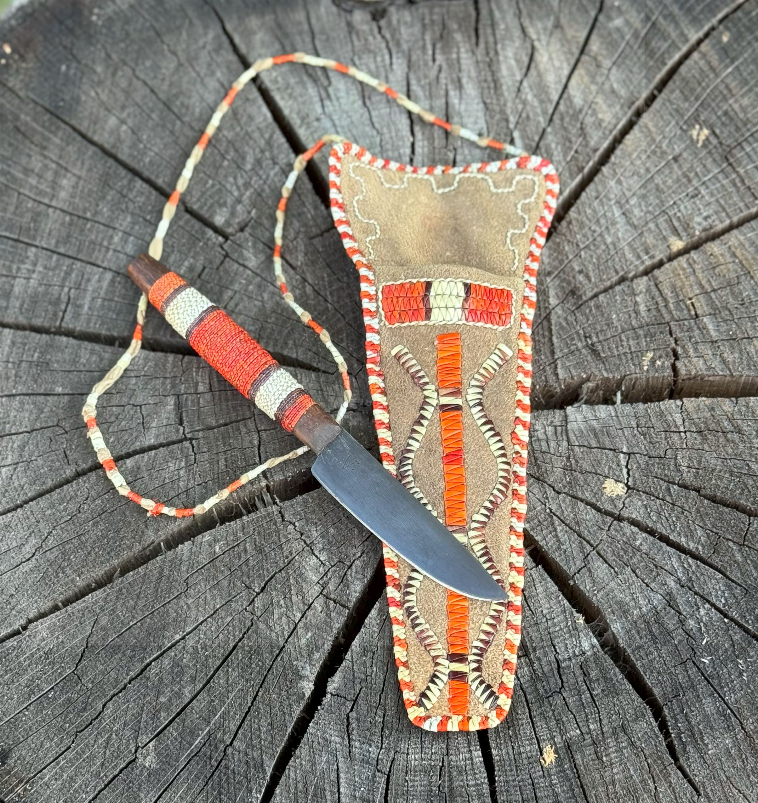 Ottawa Quilled Neck Knife – Contemporary Longrifle Association